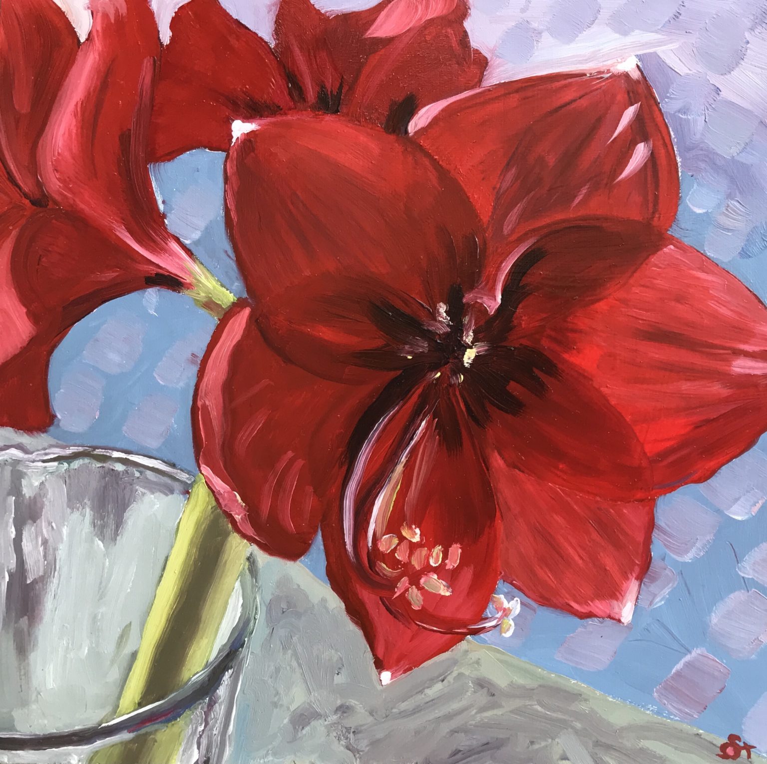 Sofia Stenger Amaryllis l Auf MDF 20 Cm X 20 Cm Daily Paintings